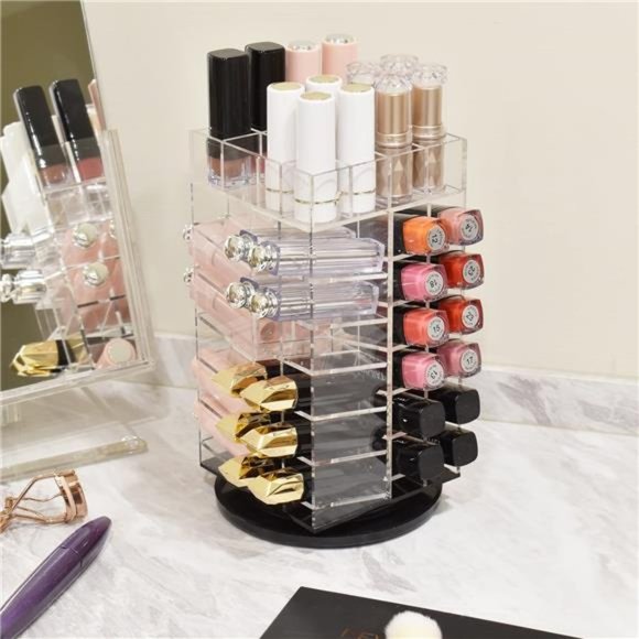 Makeup | Clear Acrylic Rotating 64 Cosmetic Lipstick Organizer Towers ...